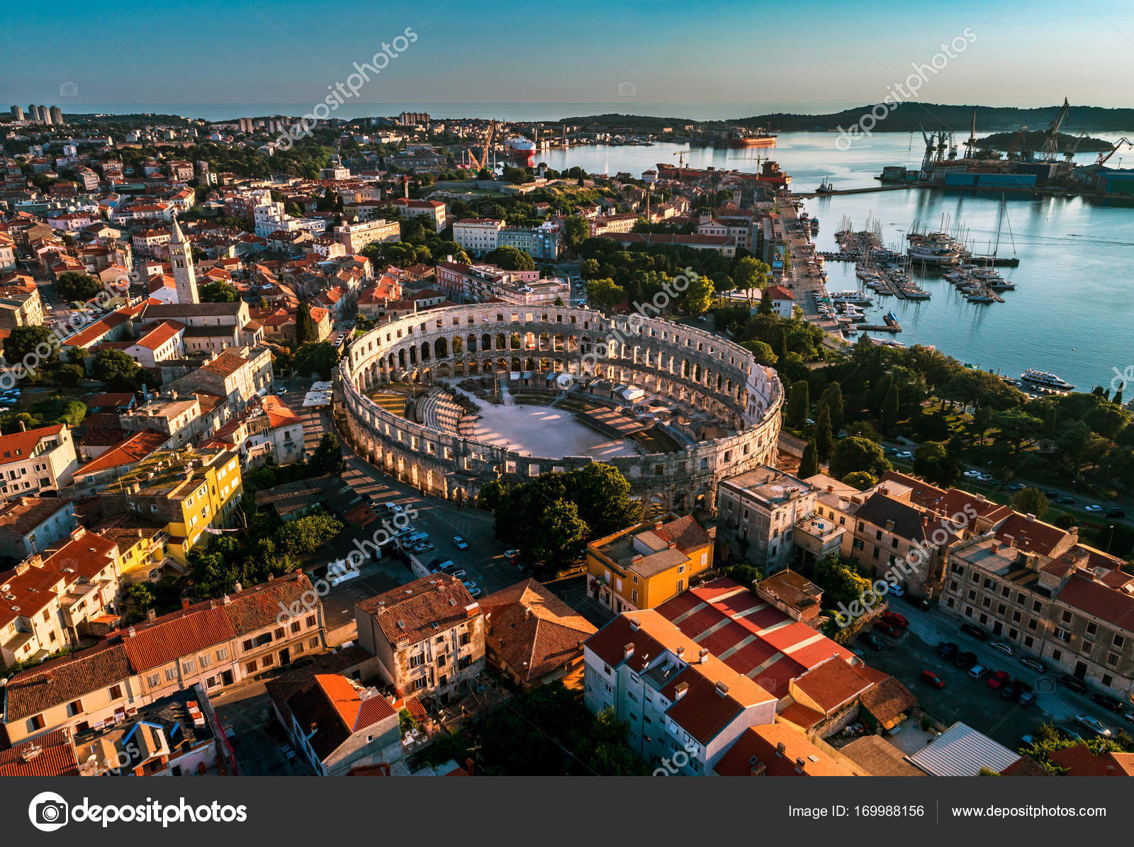 Pula Arena at sunset, Croatia — Stock Photo © conceptw #169988156