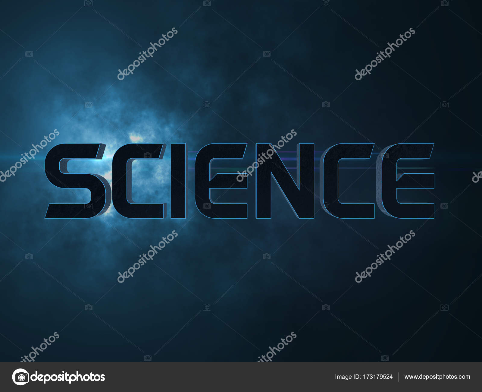 Texto Palabra Científica Sobre Fondo Oscuro Con Nubes — Foto de stock ...