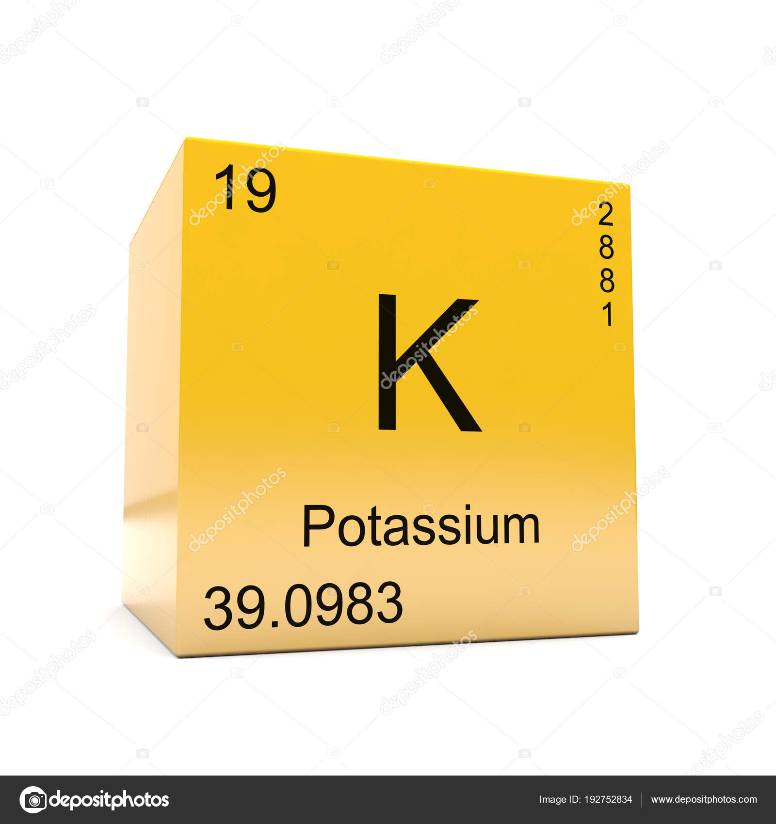 Fotos de Símbolo Elemento Químico Potasio Tabla Periódica Que Muestra Cubo Amarillo - Imagen de ...