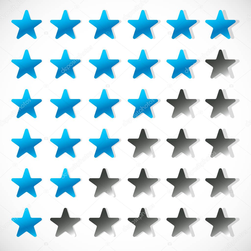 Star rating with 6 stars — Stock Vector © vectorguy #130539774