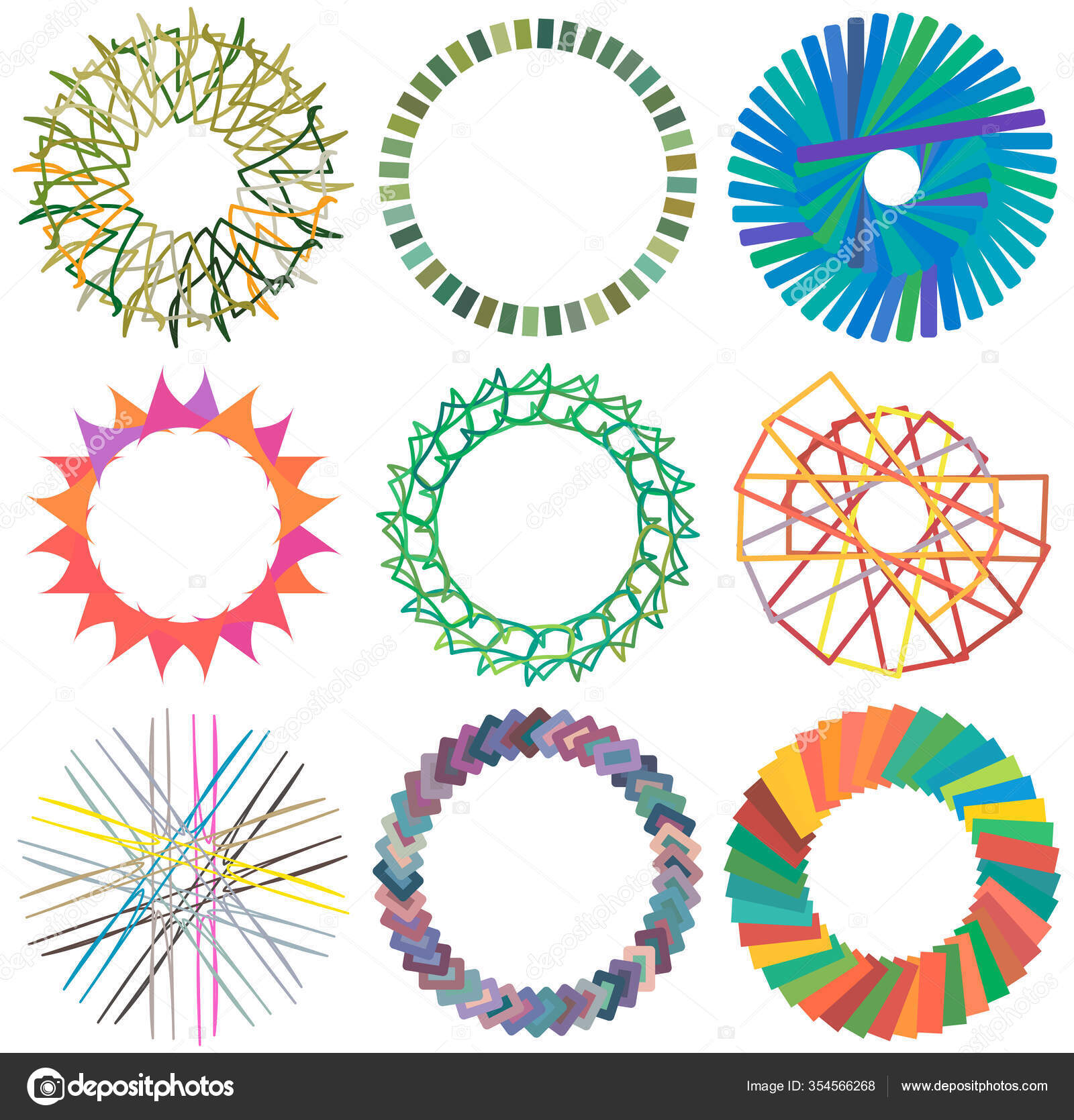 Colored Circular Radial Abstract Mandalas Motifs Decoration Design ...