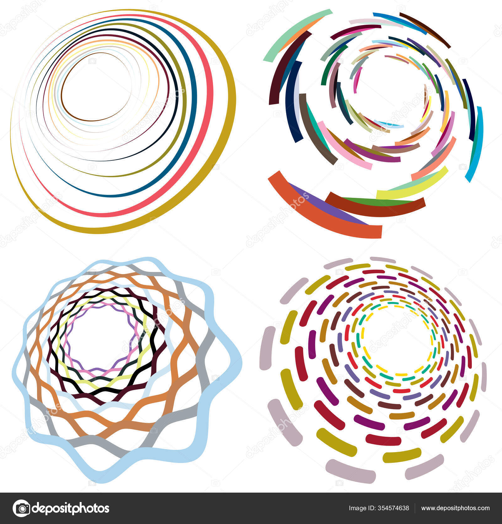 Set Mottled Multi Color Colorful Spiral Swirl Twirl Shapes Vortex Stock ...