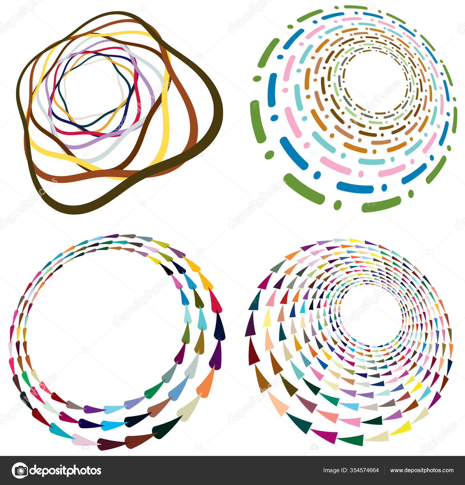 Set Mottled Multi Color Colorful Spiral Swirl Twirl Shapes Vortex Stock ...