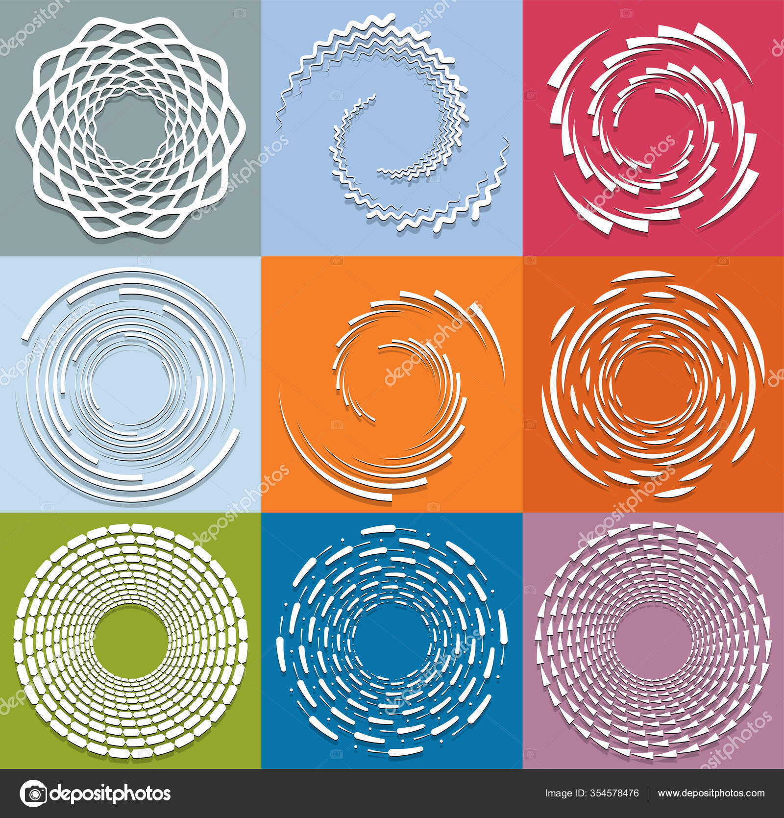 Set White Helical Spiraling Curl Curly Shapes Spiral Twirl Swirl Stock ...