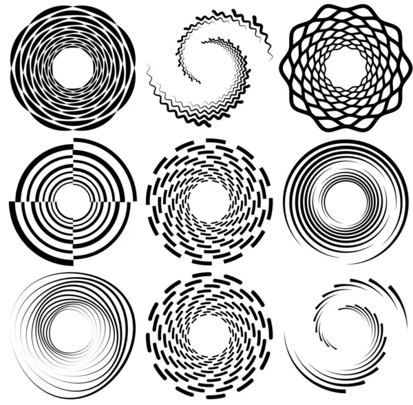 Set Black White Vortex Volute Shapes Twisted Helix Elements Stock ...