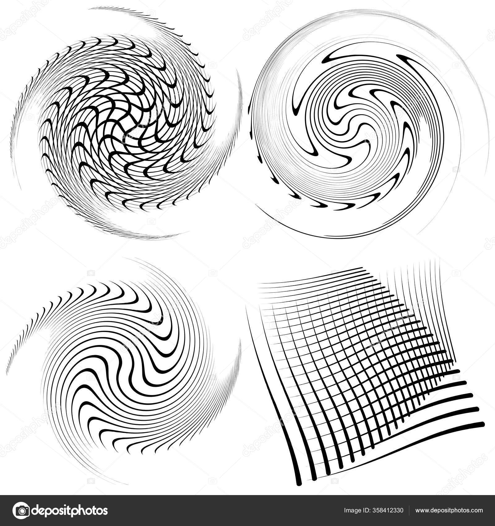 Set Black White Vortex Volute Shapes Twisted Helix Elements Stock ...