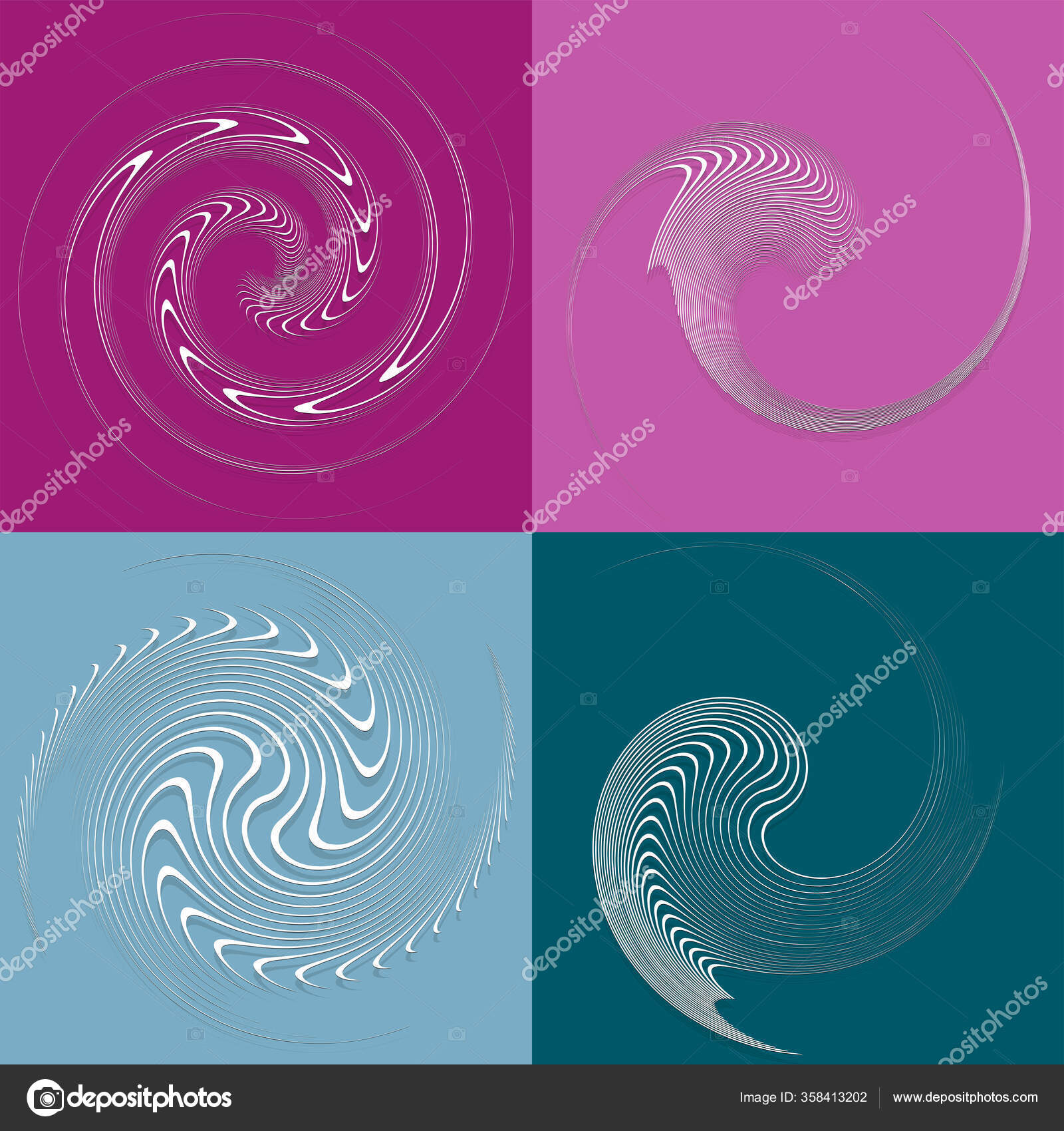 Set White Helical Spiraling Curl Curly Shapes Spiral Twirl Swirl Stock ...