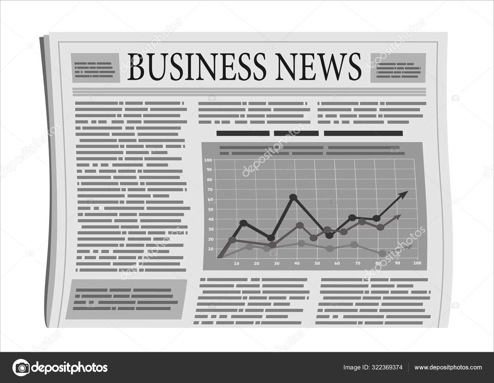 Folded Newspaper News Articles Graph Isolated White Background Vector ...