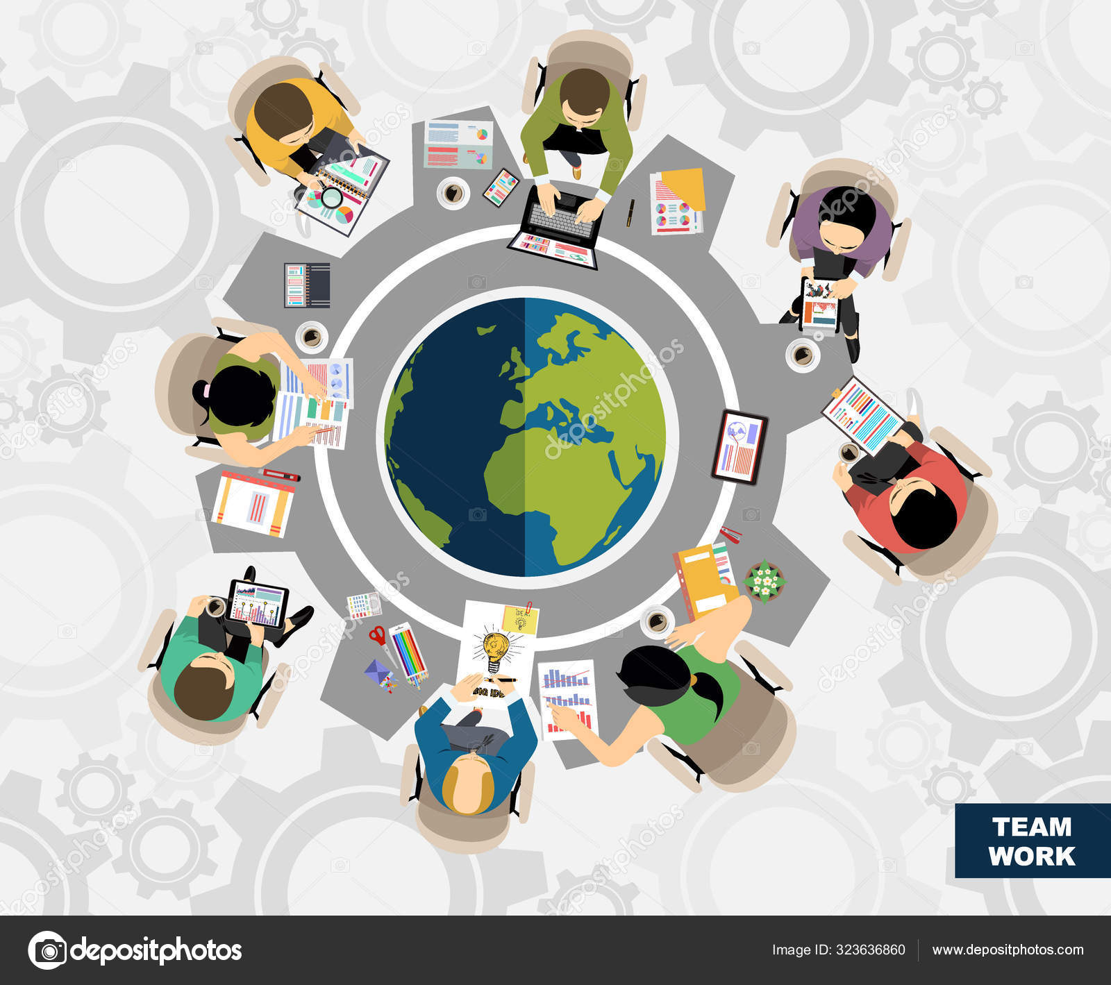 Vector Illustration Concept Team Work Planing Stock Vector by ©mitay20 ...