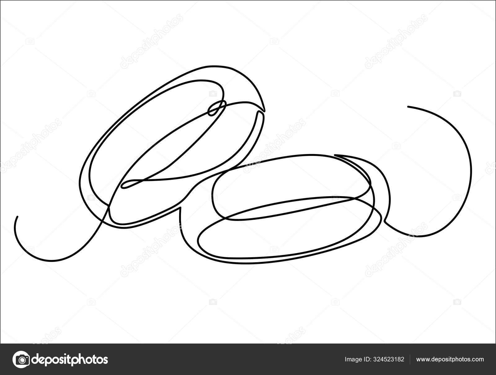 Continuous One Line Drawing Vector Illustration Rings Stock Vector ...