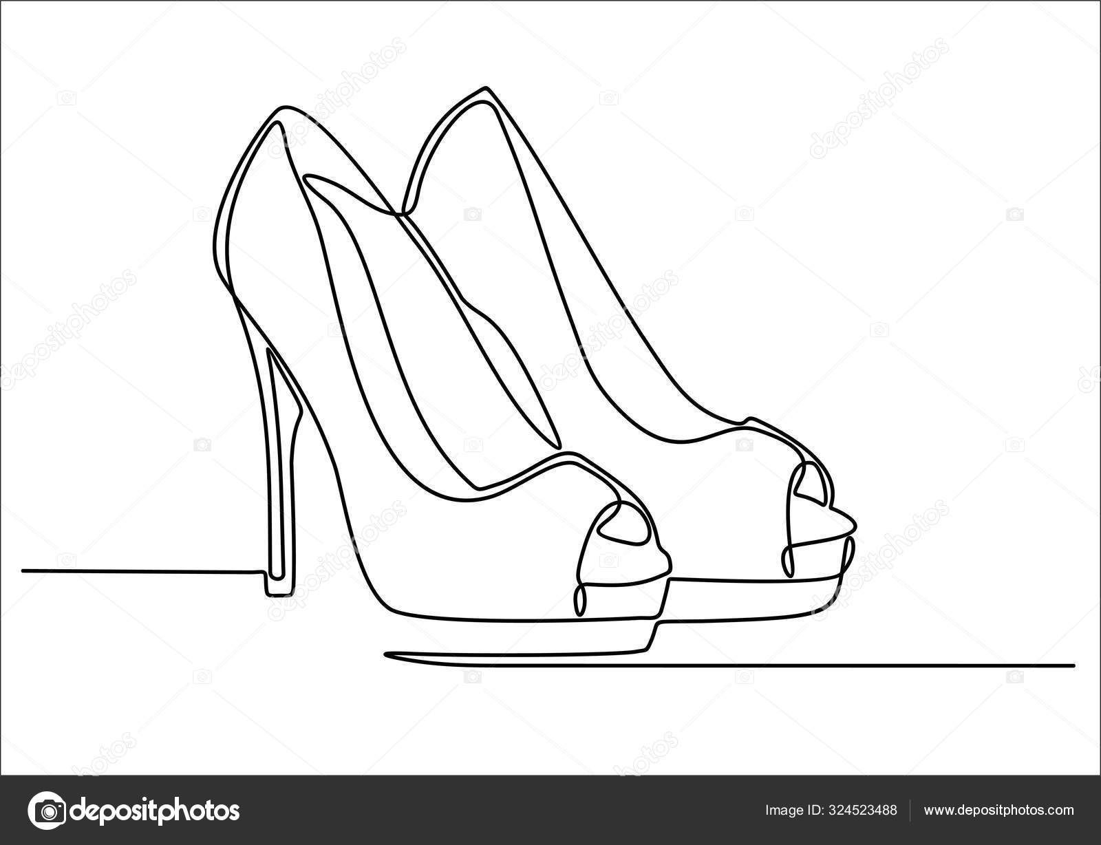 High Heel Shoe Line Drawing