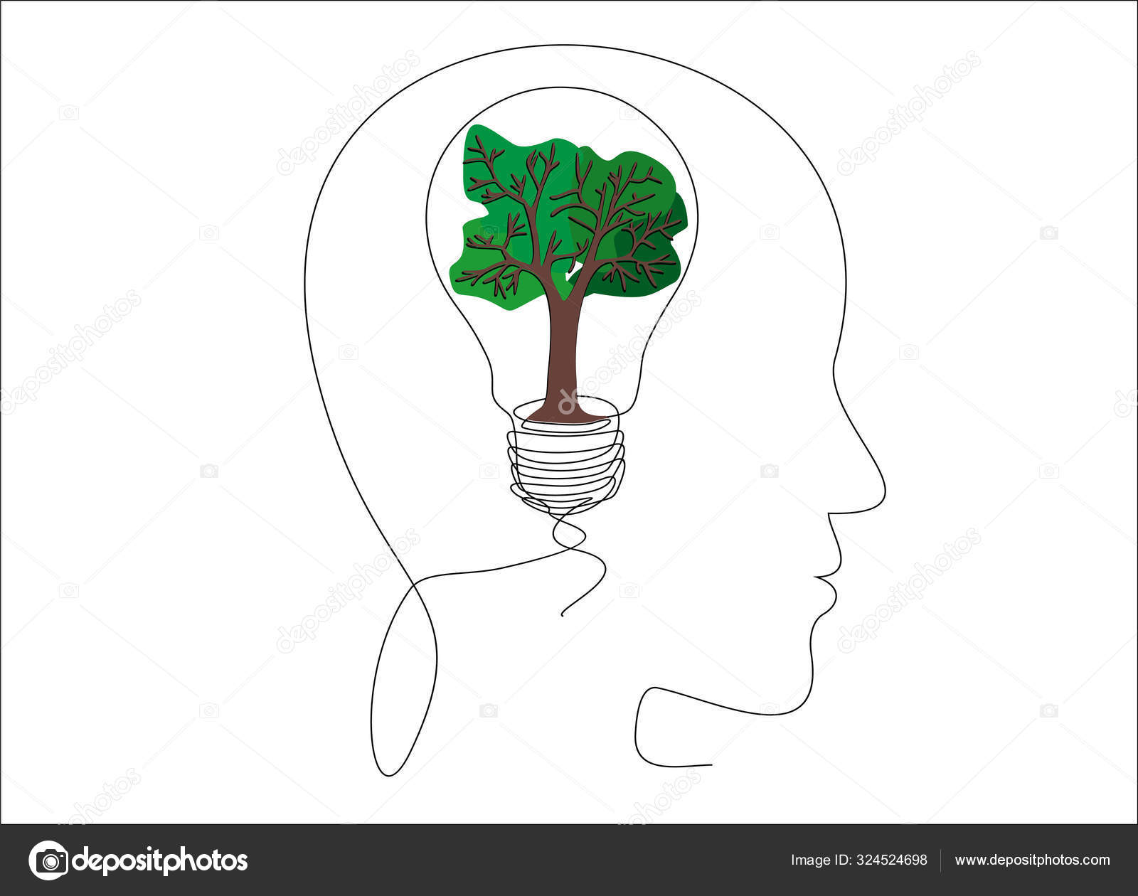 Continuous One Line Drawing Vector Illustration Eco Energy Concept ...