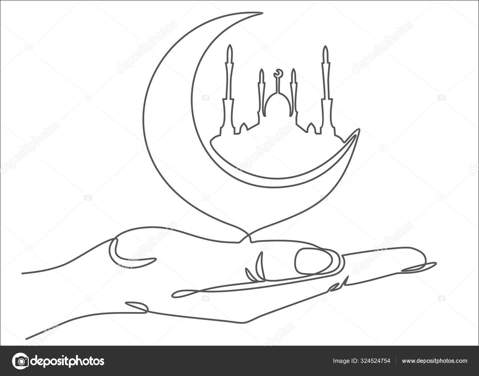 Dessin Continu D'une Ligne Illustration Vectorielle Symbole L'islam ...