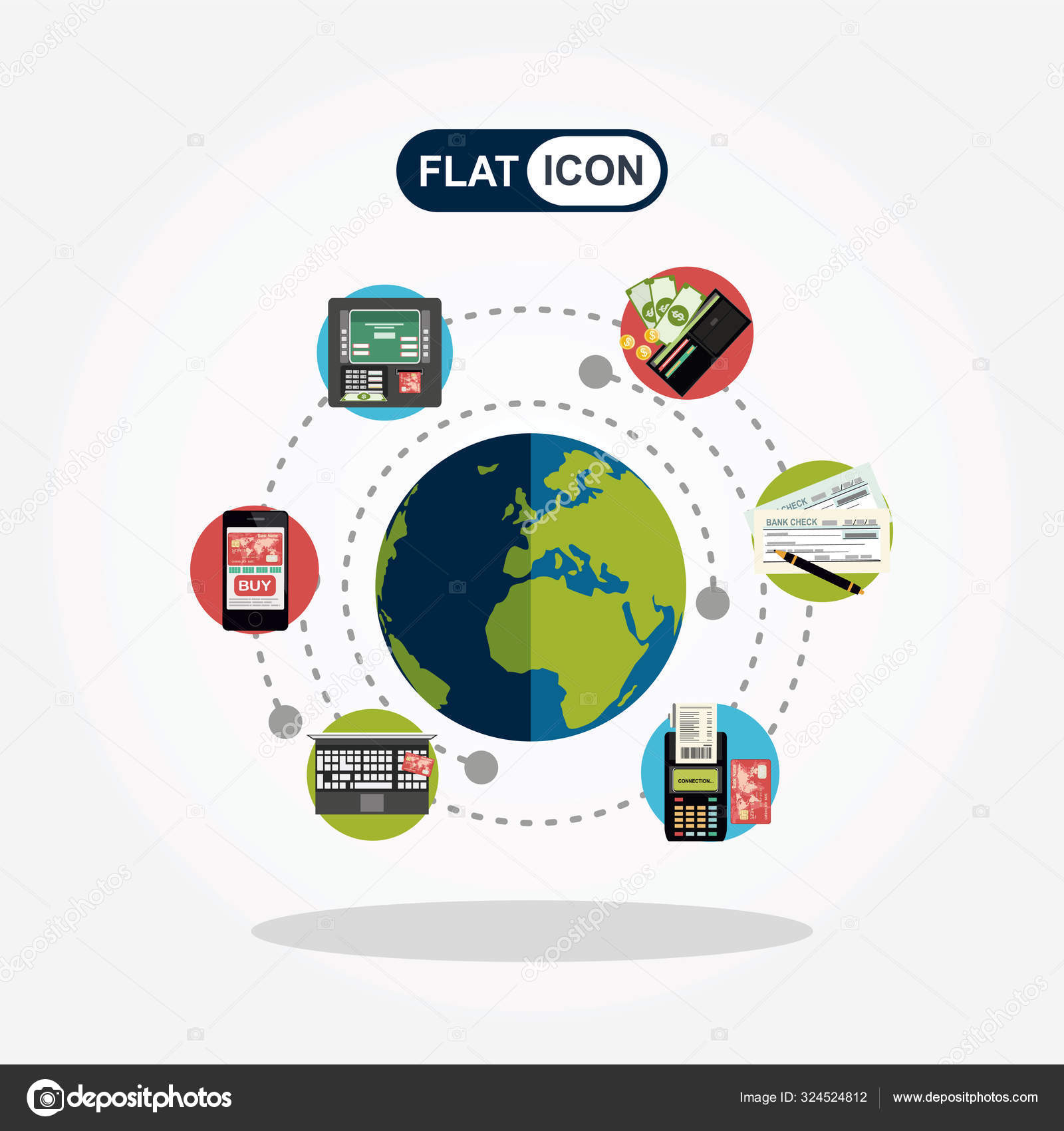 Different Payment Methods Vector Flat Icon Concept Stock Vector by ...