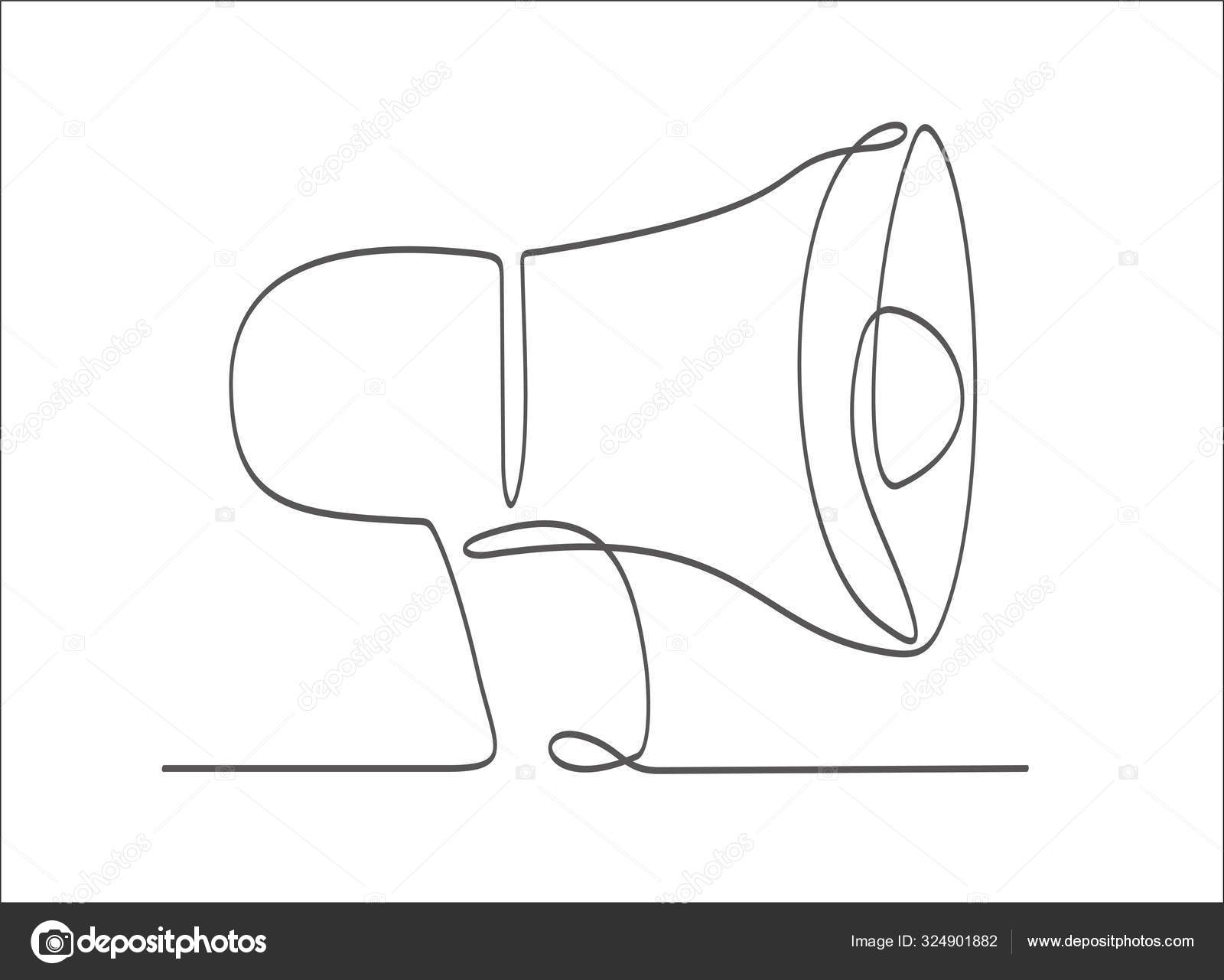 Dibujo Continuo Una Línea Ilustración Vectorial Del Megáfono Vector de ...