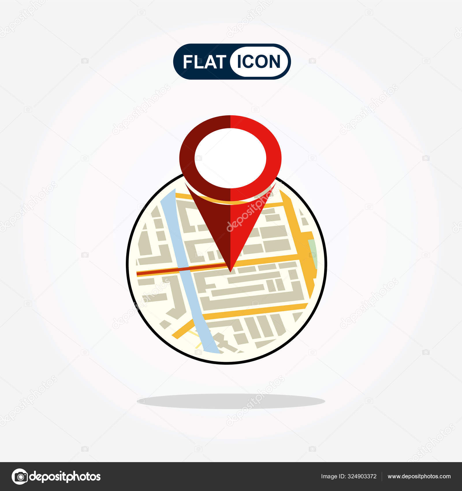Map Icon Red Mark Flat Illustration Stock Vector Image by ©mitay20 ...