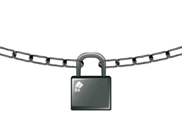 Metal Lock Numeric Code Steel Chain Isolated White Background Vector ...