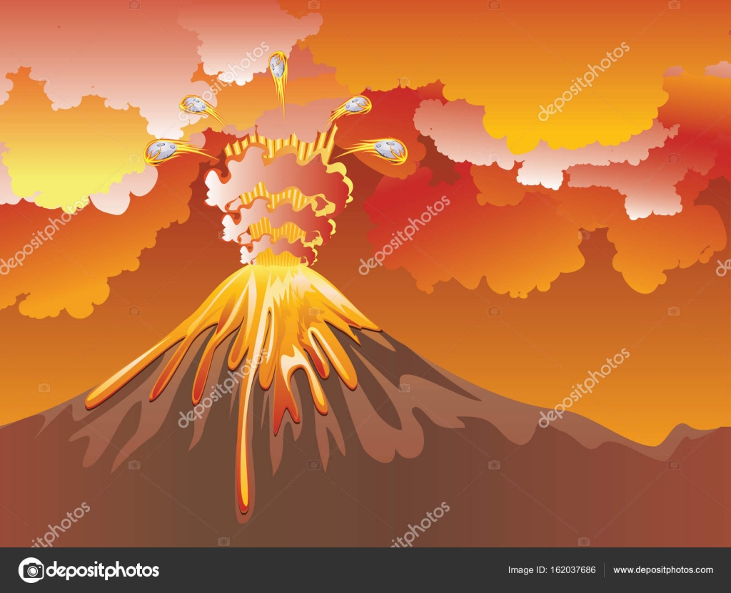 Cartoon Volcano With A Face