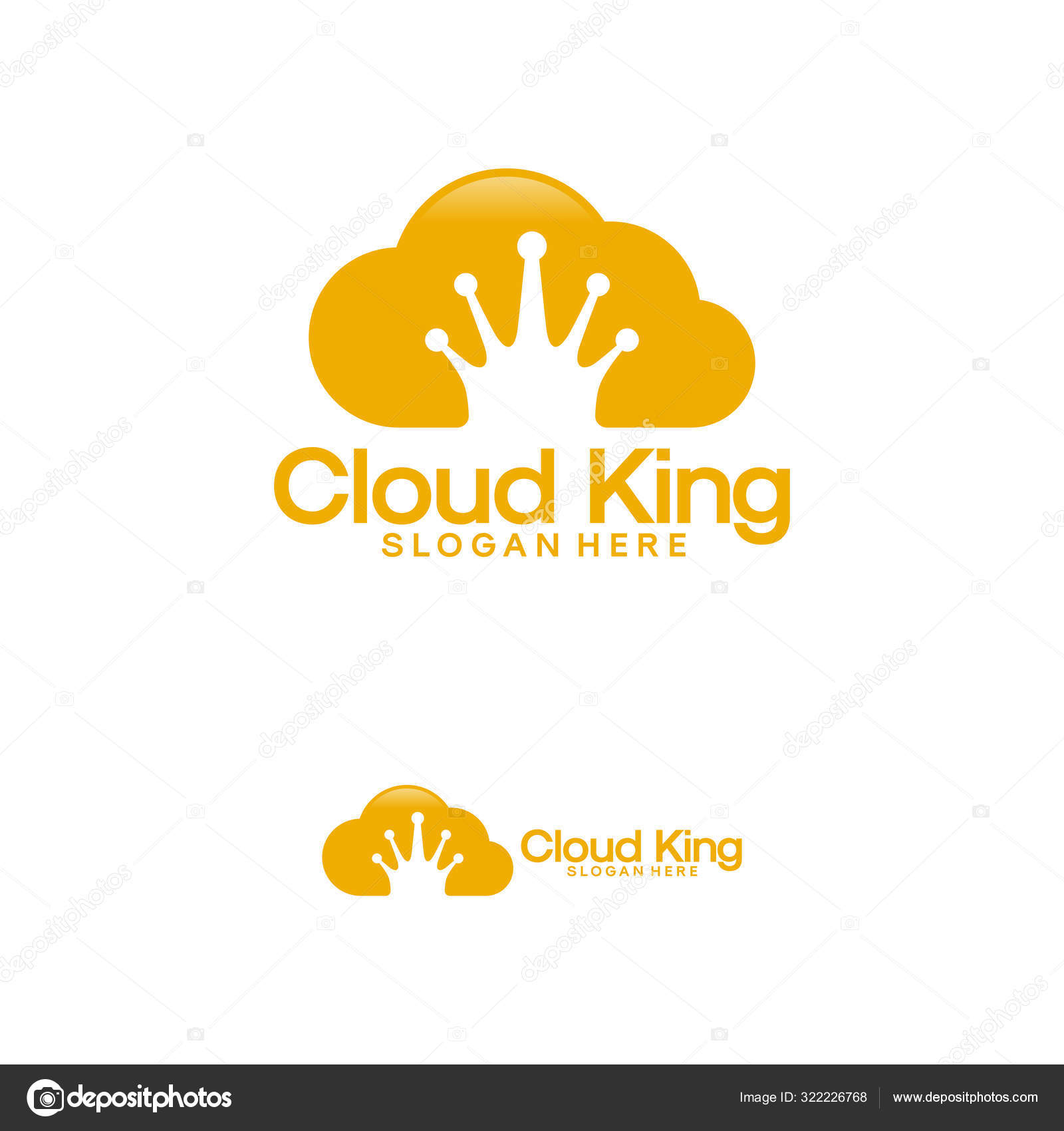 Plantilla de diseños de logotipo de Cloud King, vector de diseños de logotipo de corona de rey ...