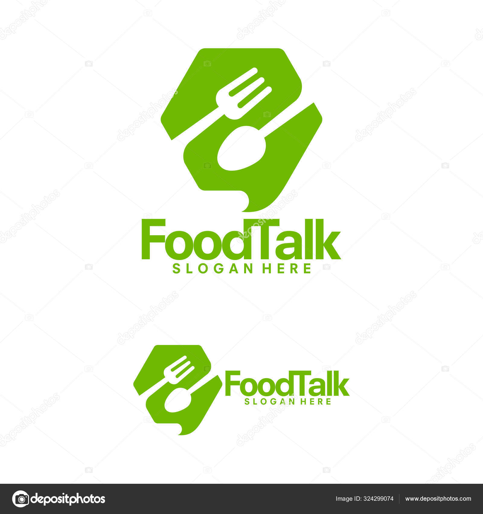 Food Talk Logo template designs vector illustration, Food Discuss logo ...