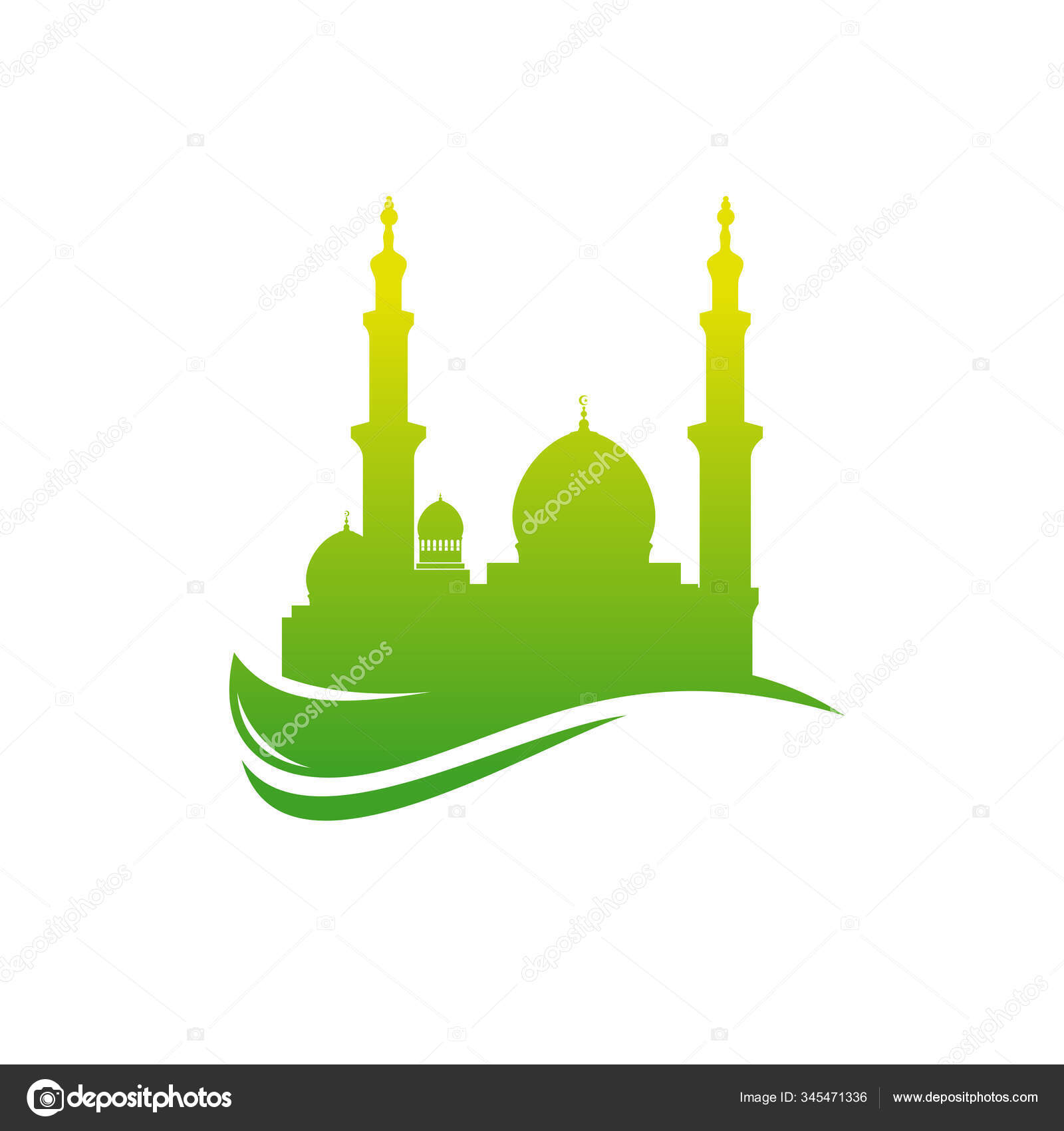 Templat logo ikon siluet masjid, templat desain vektor ikon Masjid ...