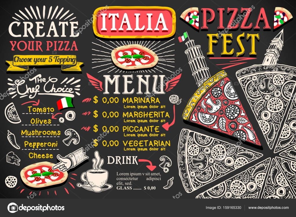 Pizza Menu Italian Food Vector Design Stock Vector by ©aurielaki 159165330