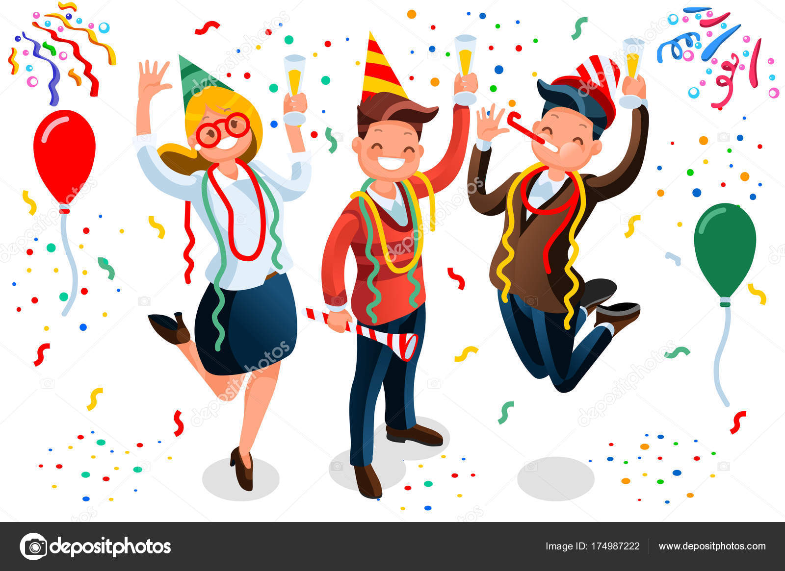 New Year Bash People Celebrating Party Illustration Stock Vector Image ...