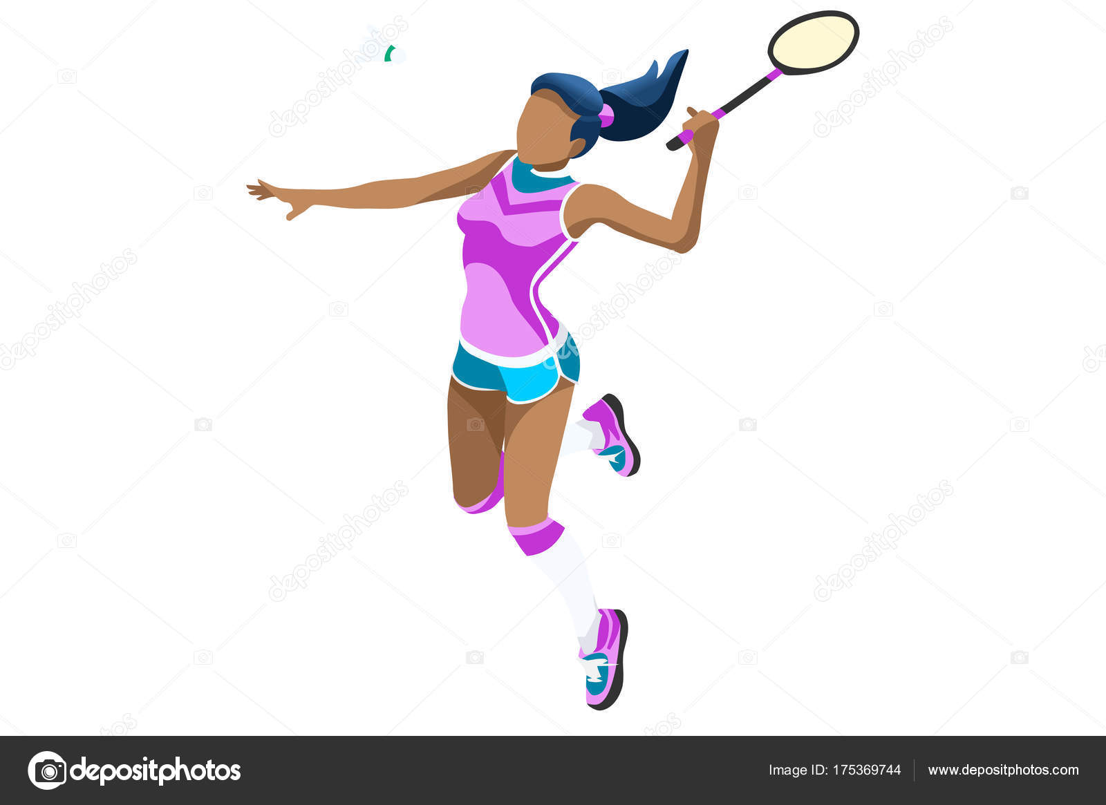 Isolated Badminton Vector Girl Illustration Stock Vector Image by ...