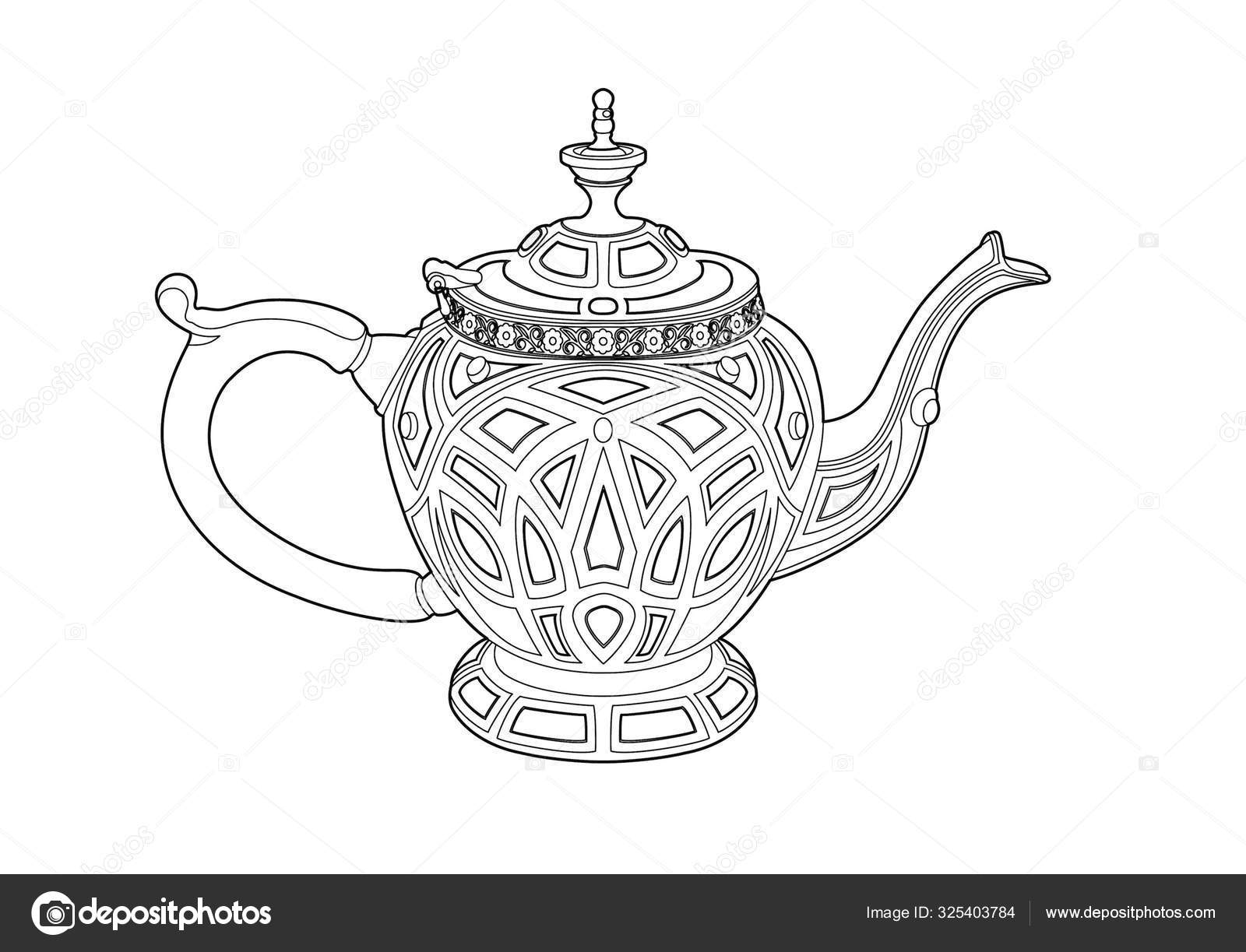 Drawing of an oriental teapot Stock Vector Image by ©Edel_s #325403784