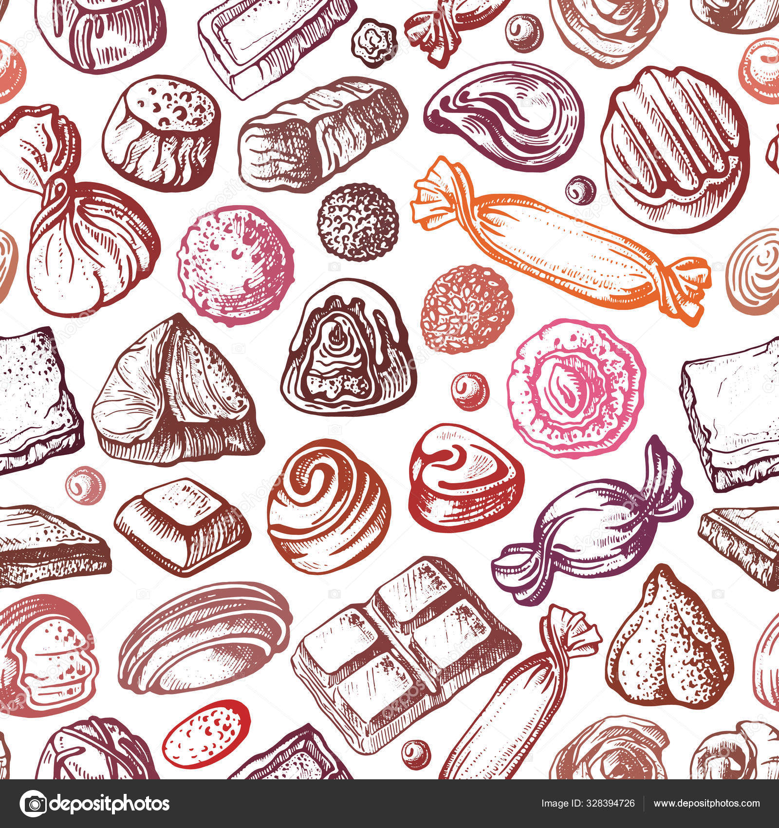Chocolate sweet candy. Vector seamless pattern Stock Vector Image by ...