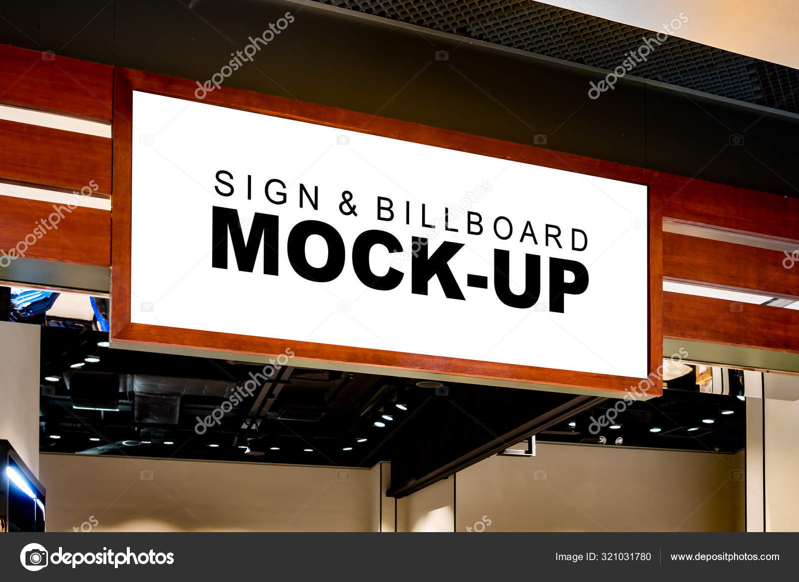 Mock Horizontal Signboard Panel Entrance Clipping Path Blank Space ...