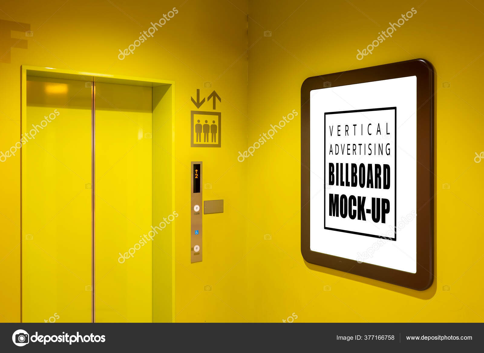 Mock Perspective Blank Vertical Signboard Clipping Path Wall Elevator ...