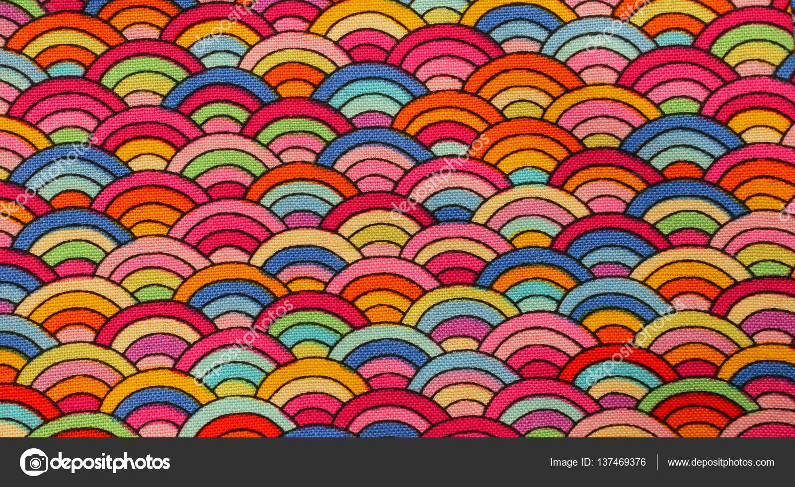 Fabrics with rainbow patterns for sale in the haberdashery shop — Stock ...