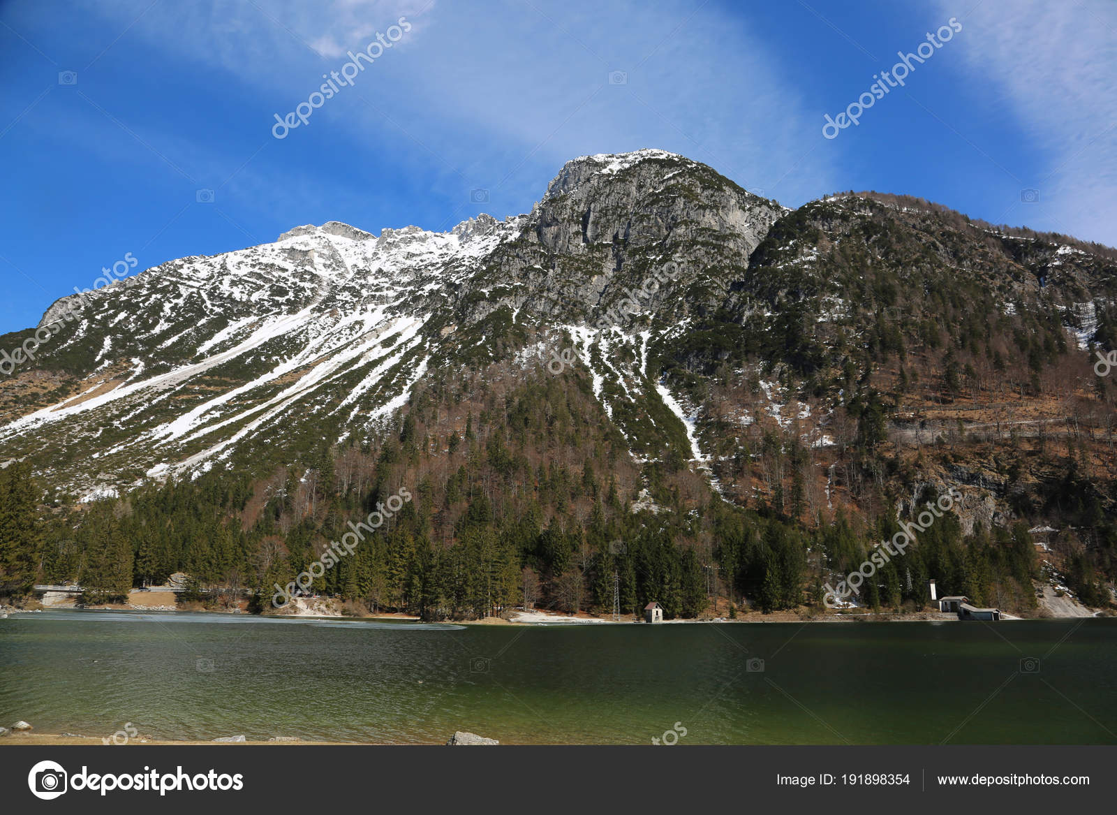 Little lake called Predil Lago in italian language — Stock Photo ...