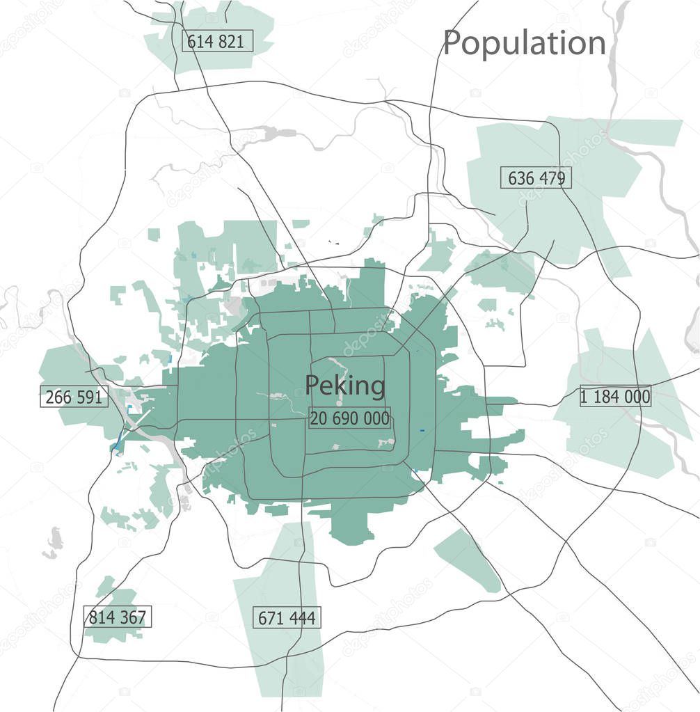 mapa de la ciudad de Pekín población, China 2023