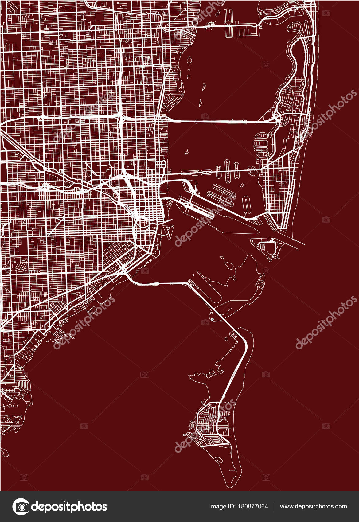 Map of the city of Miami, USA Stock Vector Image by ©tish11 #180877064