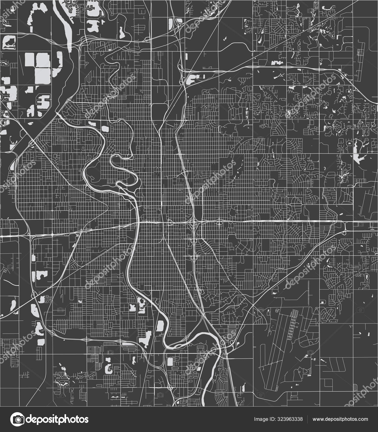 Mapa de la ciudad de Wichita, Kansas, Estados Unidos Vector de stock ...