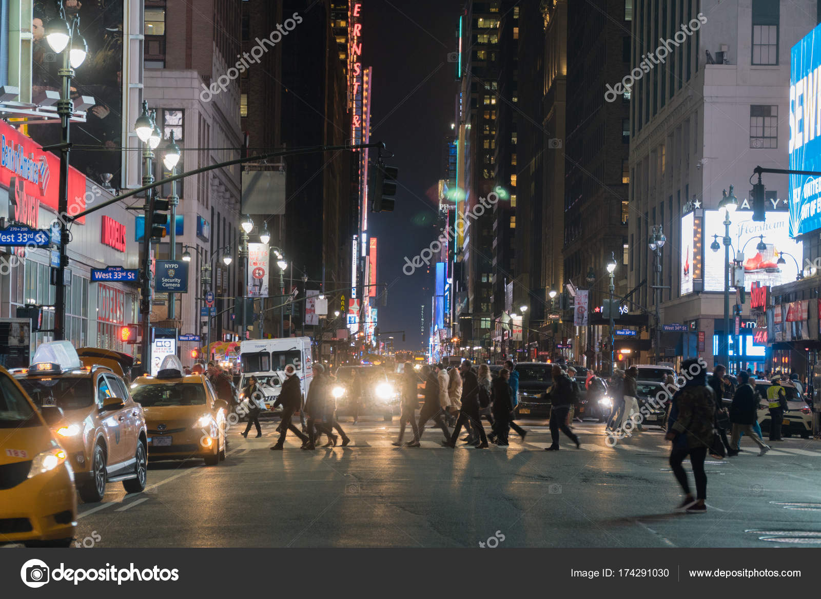 City Street View At Night