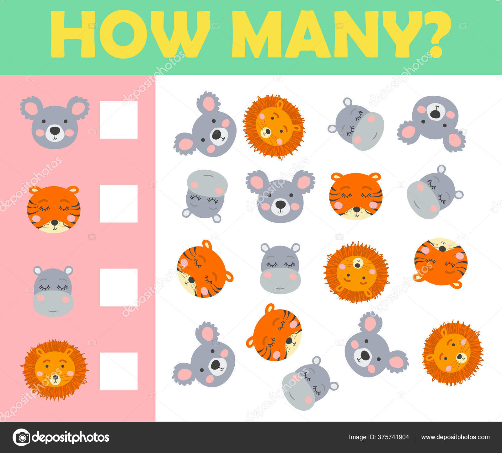 Cartoon Illustration Education Counting Game Preschool Children Stock ...