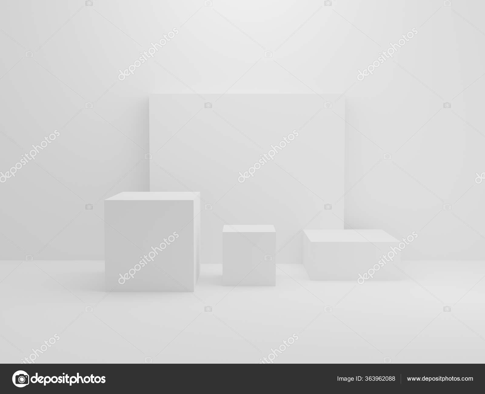 White Rectangle Block Small Room Background Abstract Interior ...