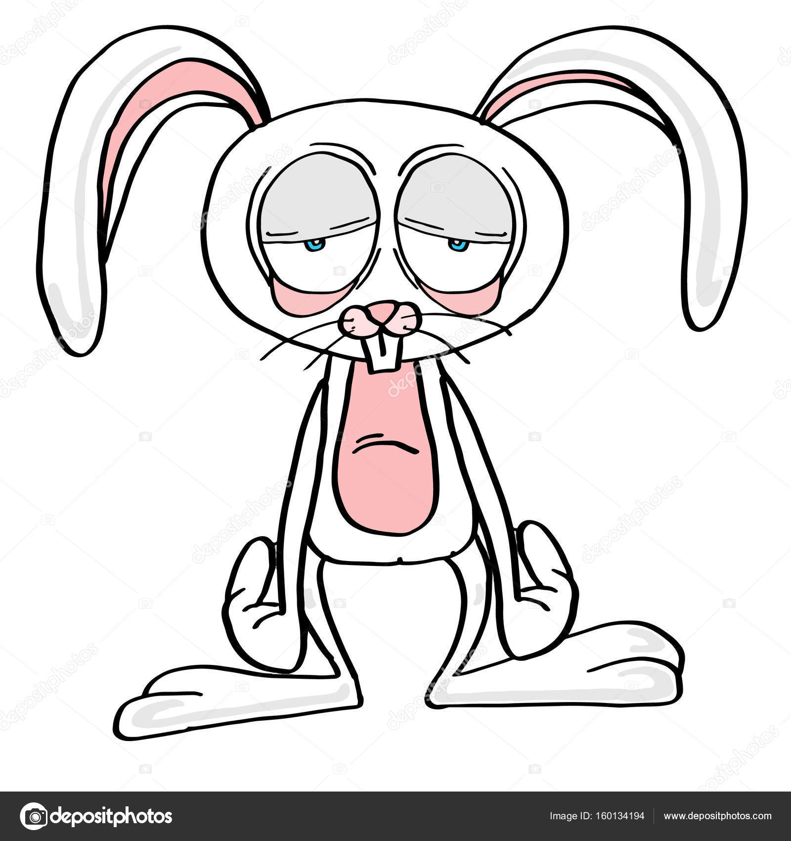 Cute Rabbit Tired Illustration Cartoon Drawing Mascot White Background ...