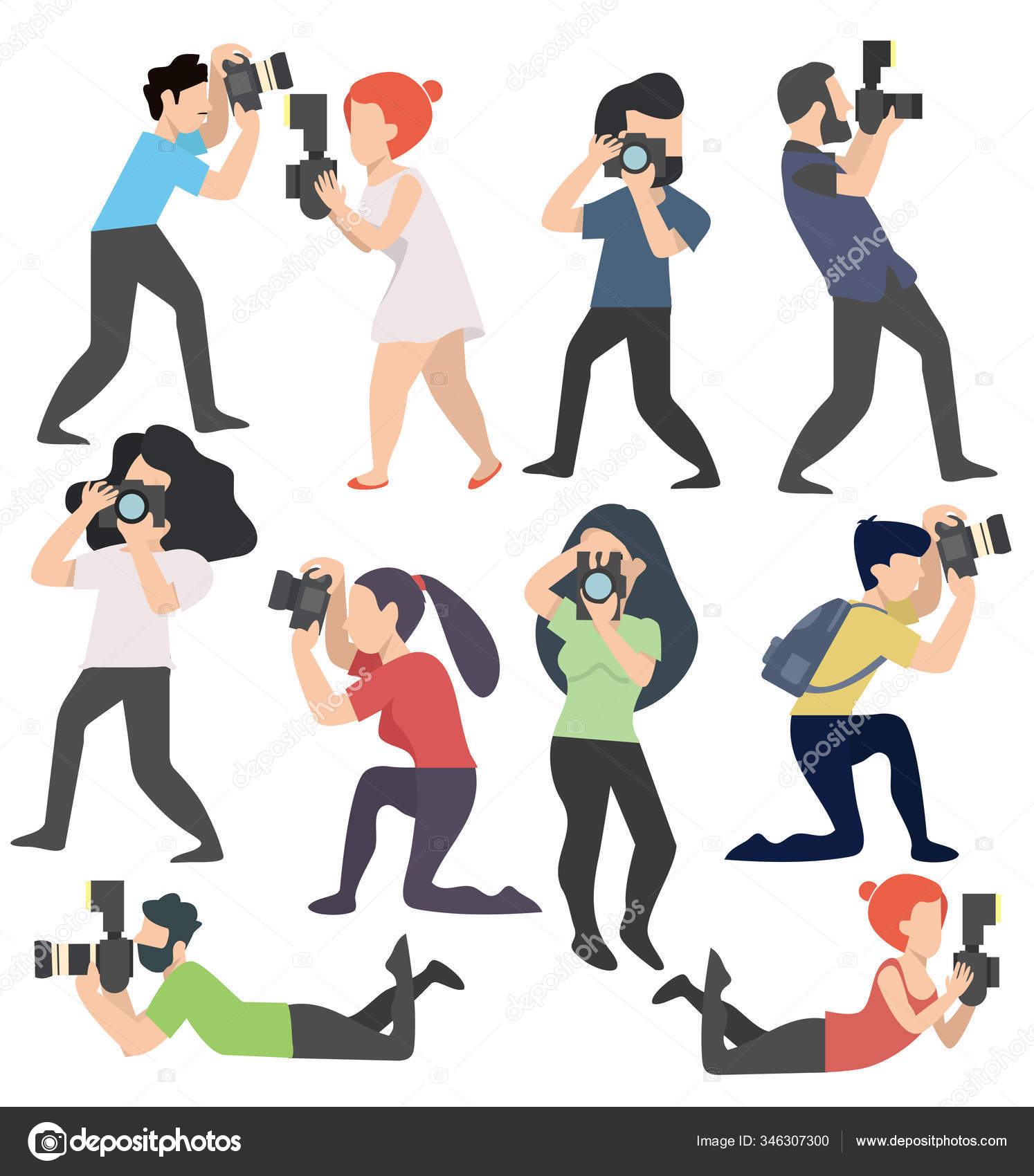 Photographer Different Poses Vector Set Stock Vector Image by ©focus ...