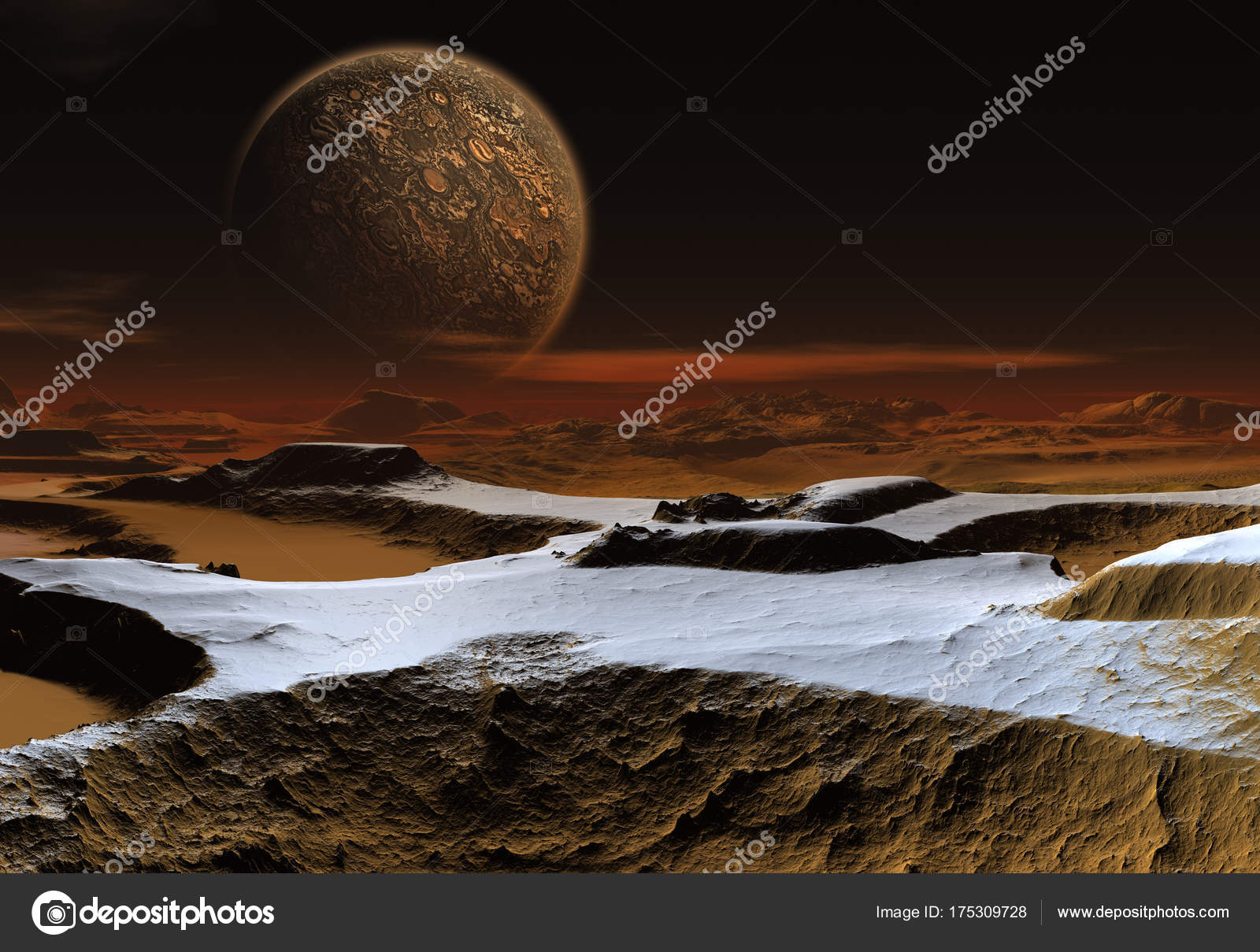 Rendering Fantasy Alien Planet Illustration Stock Photo by ...
