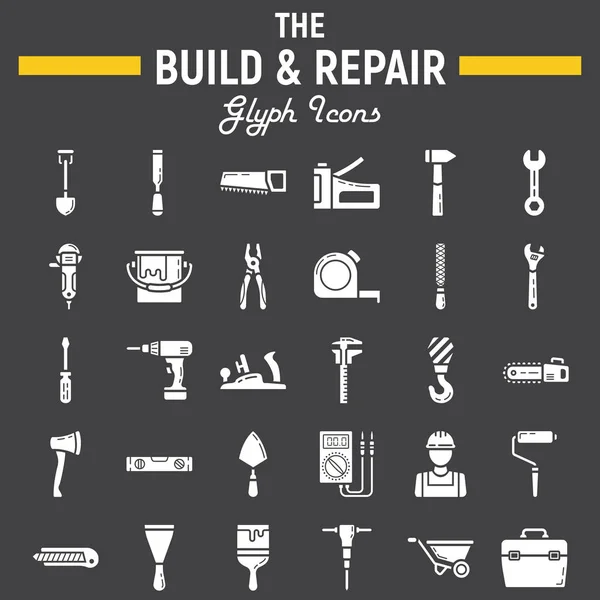 Build and Repair glyph icon set, construction sign Stock Vector Image ...