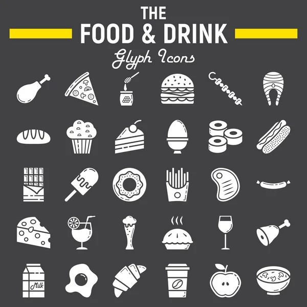 Food and drink glyph icon set, meal signs - Stock Image - Everypixel