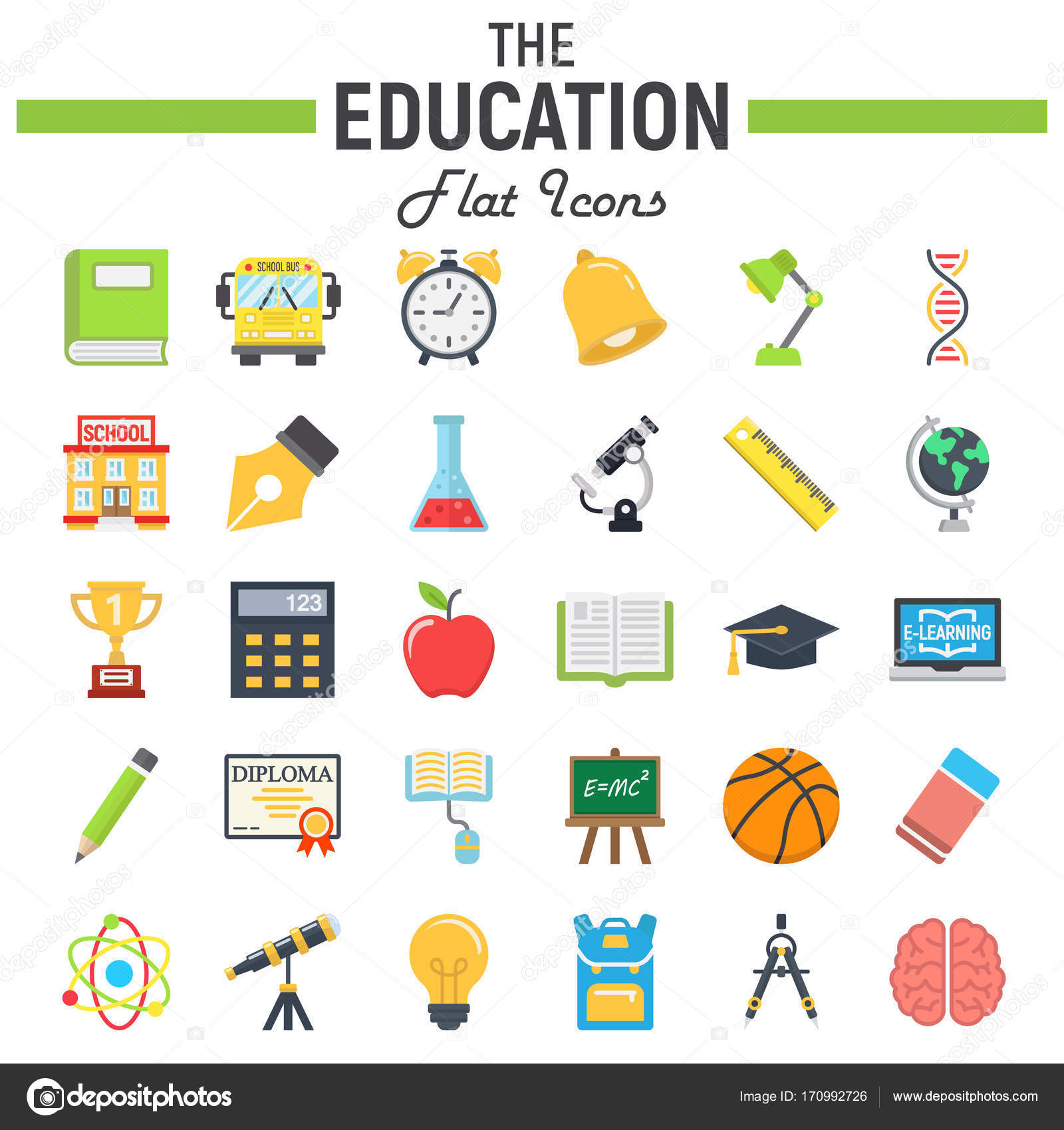 Education flat icon set, school sign collection Stock Vector by ©amin268 170992726