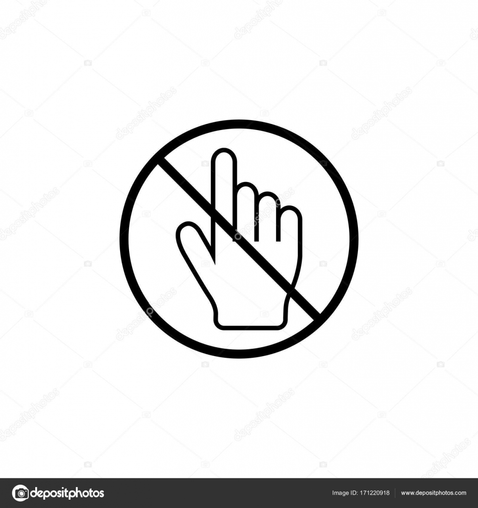 No hand cursor line icon, prohibition sign Stock Vector Image by ...