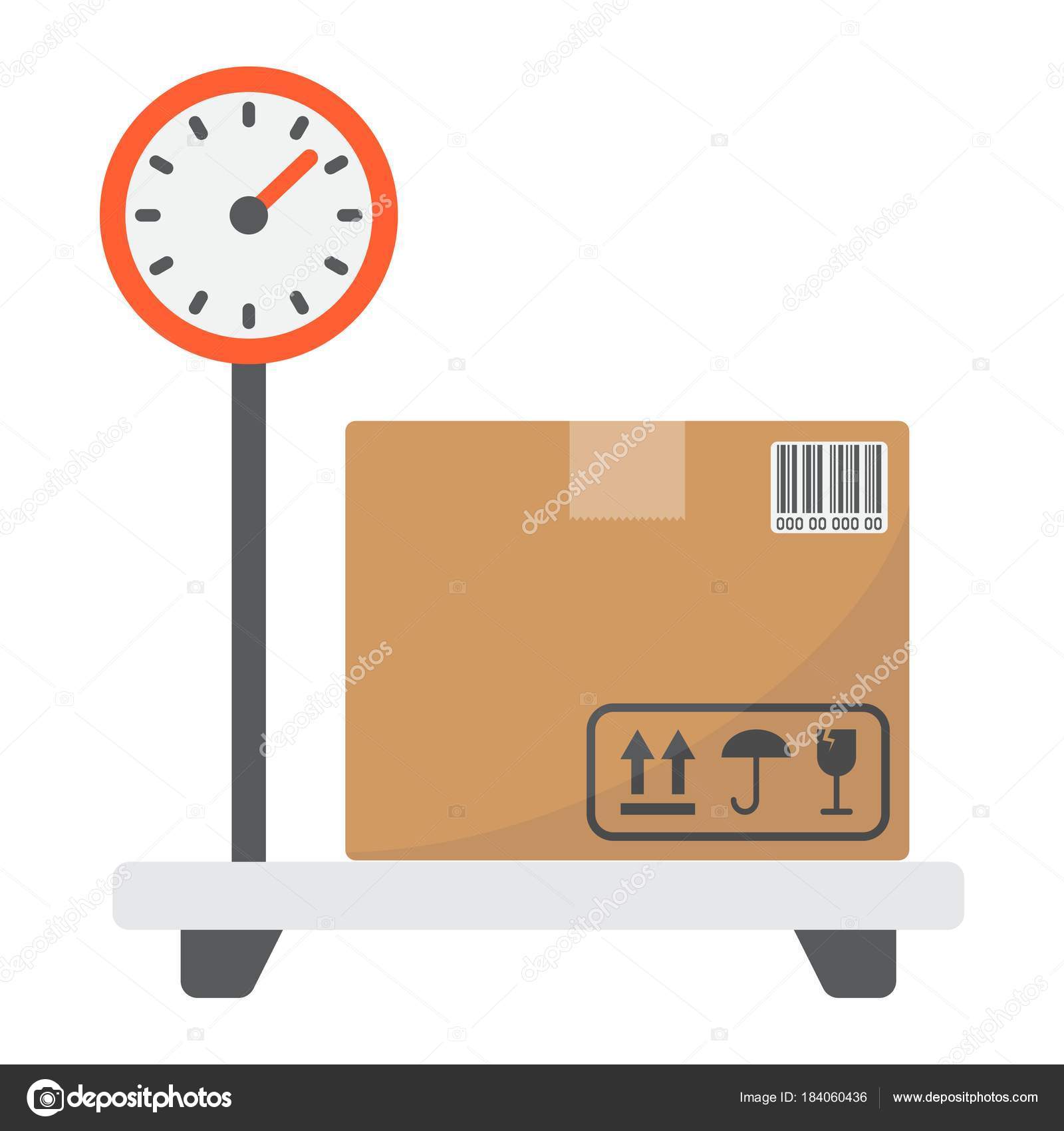 Box on storage scale flat icon, logistic and delivery, platform scale ...