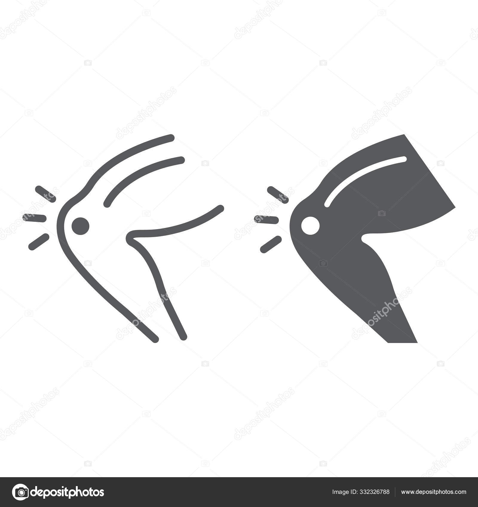 Knee pain line and glyph icon, orthopedic and medical, leg injury sign ...