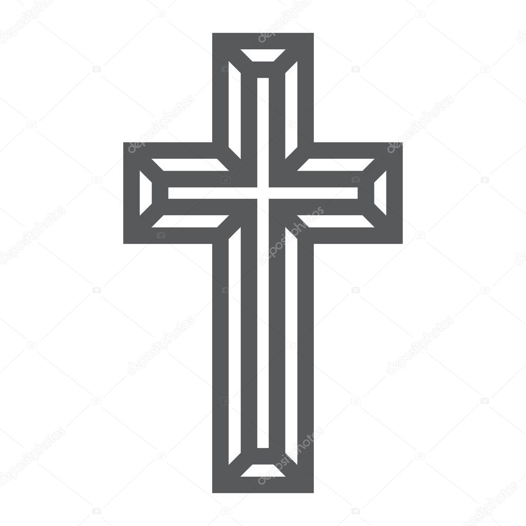 Religioso icono de la línea transversal, la religión y la oración ...